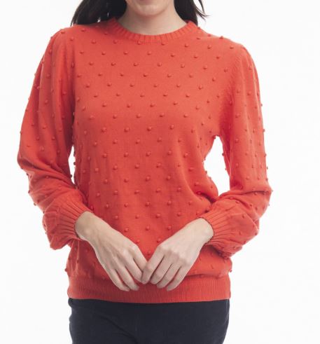 Orientique Knit Bobble Jumper - Flame Red - HBE-10099 – The Happy Shoe Shop